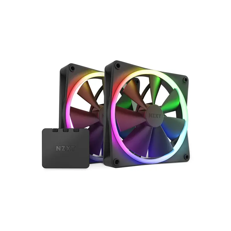 NZXT F140 RGB Twin Pack 2 x 140mm RGB Case Fans & Controller - Black