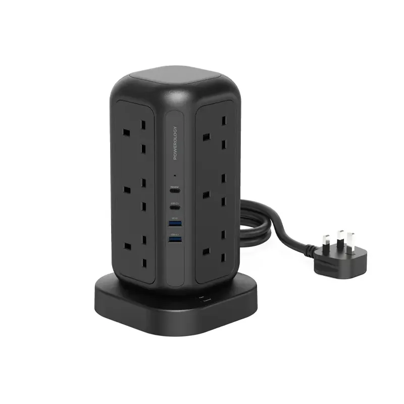 Shop Powerology 12 Socket Multi-Port Tower Hub Extension - Black at the ...