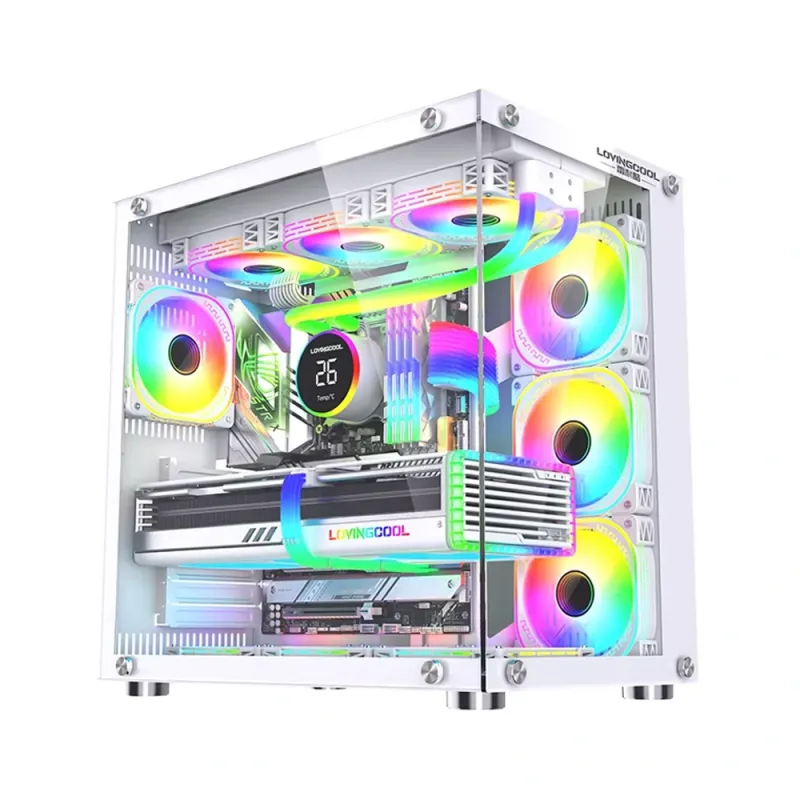 Lovingcool Ufo Ii Tempered Glass Panoramic Rgb Gaming Pc Case - White ...