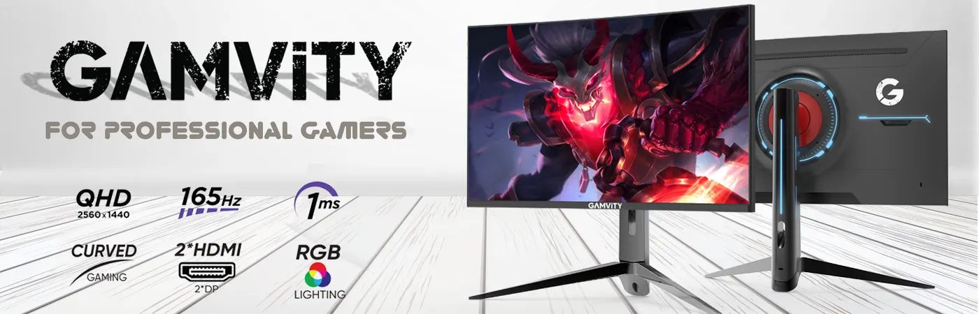 Gamvity 27inch Curved Qhd (2560x1440) 165hz 1ms Rgb Lighting Gaming Monitor - Black